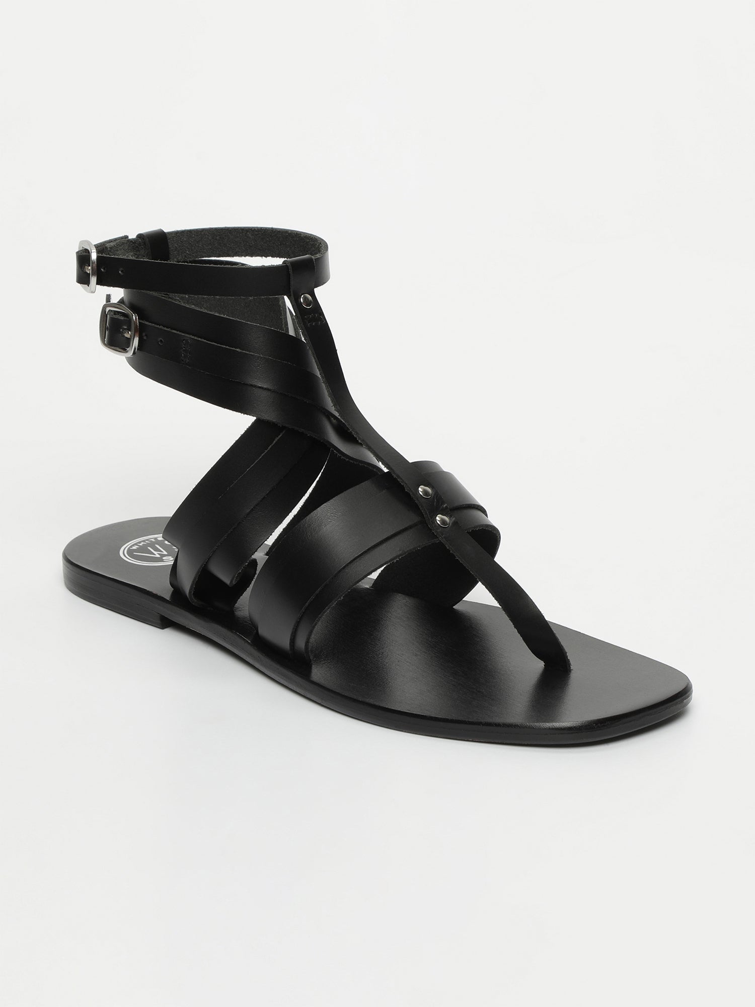 ANVERT sandales spartiates entre doigt en cuir noir