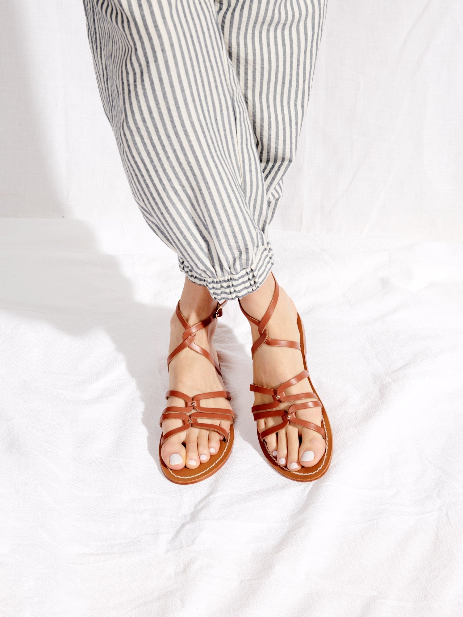 VIKY sandales spartiates en cuir camel